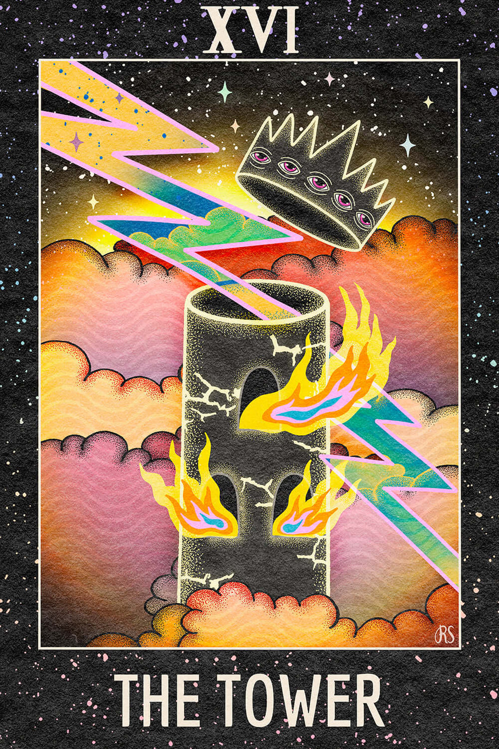 ‘The Tower’ Tarot Art Print - Roving Stars 2023